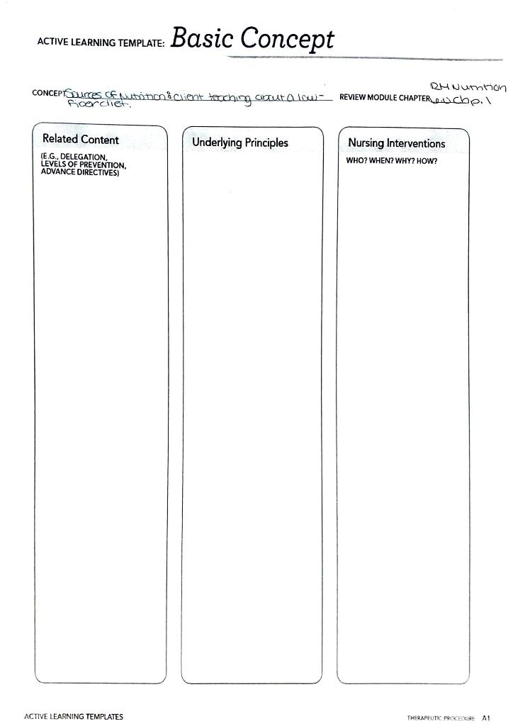 Solved ACTIVE LEARNING TEMPLATE Basic Concept RM Nutrition Chegg