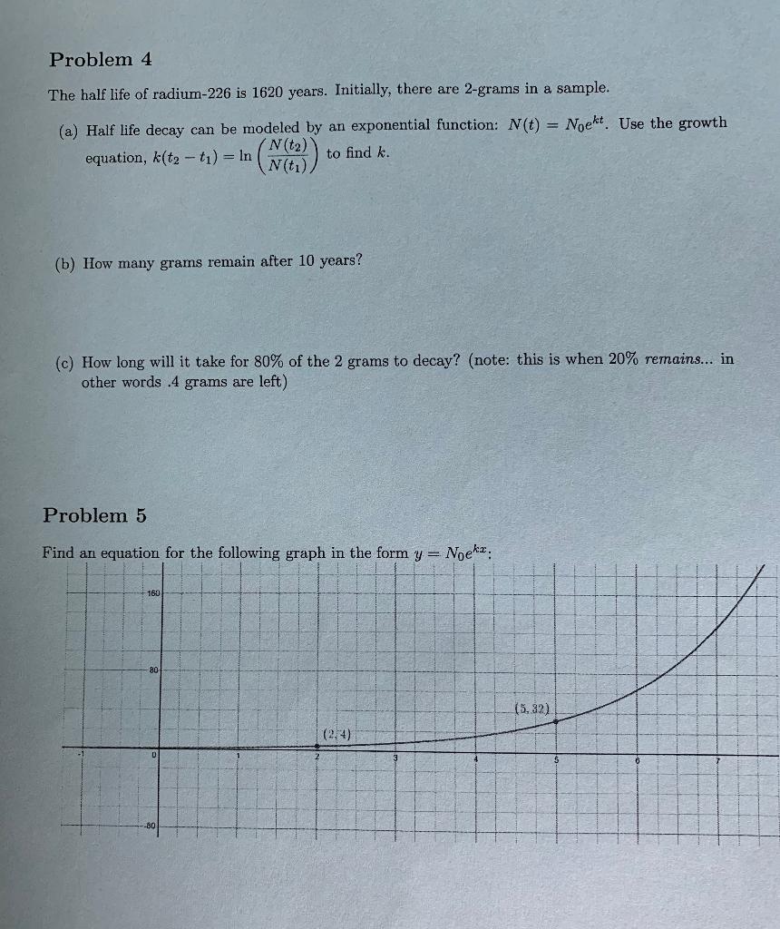 Solved The half life of radium-226 is 1620 years. Initially, | Chegg.com