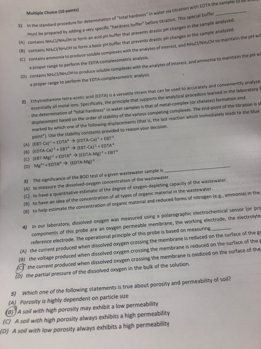Solved Multiple Choice (10 points) 1 In the standard | Chegg.com