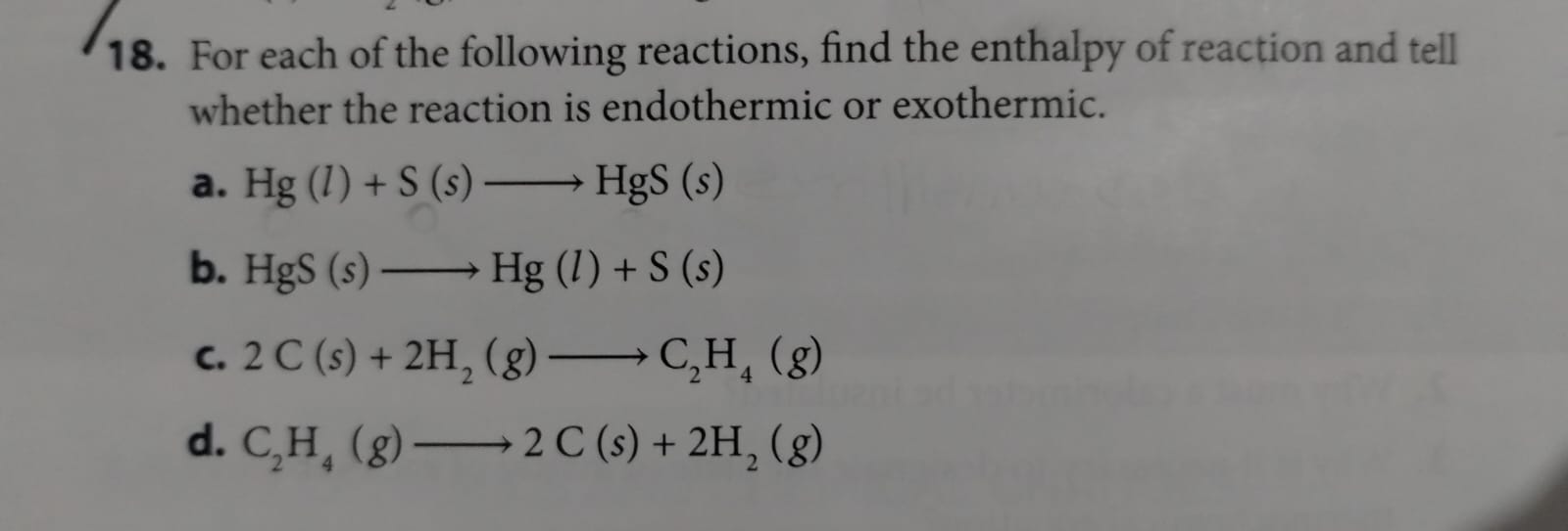 Solved 18. For each of the following reactions, find the | Chegg.com