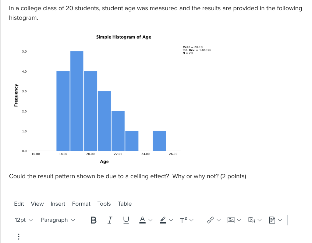 Solved In a college class of 20 students, student age was | Chegg.com
