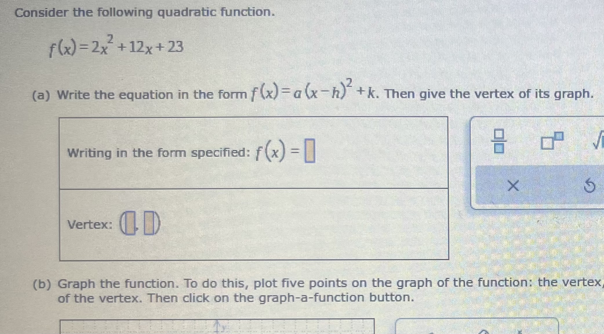 Consider the following quadratic function. | Chegg.com