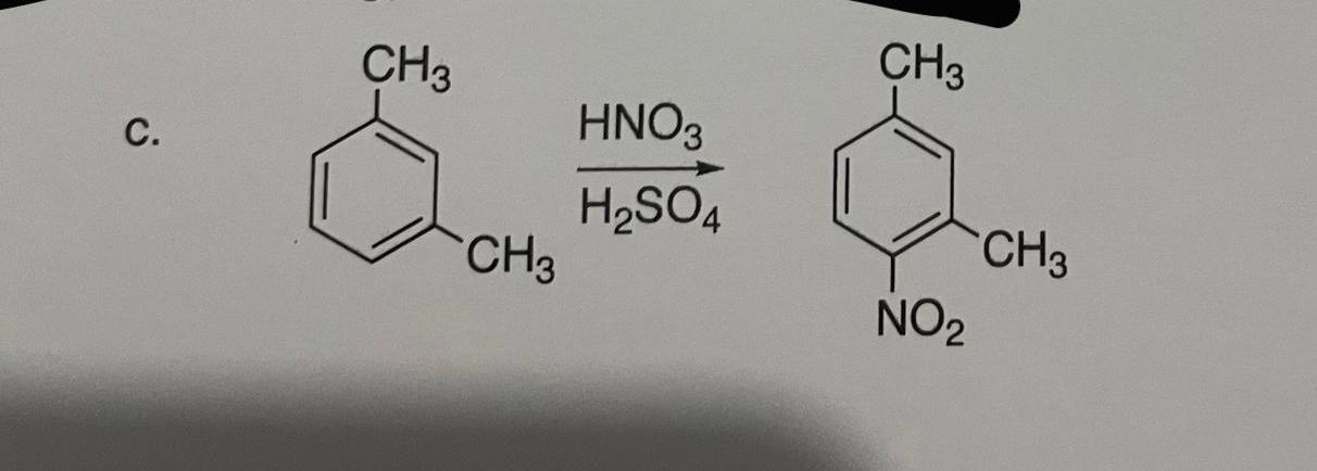 Solved CH3 C. CH3 HNO3 H2SO4 CH3 CH3 NO2 | Chegg.com