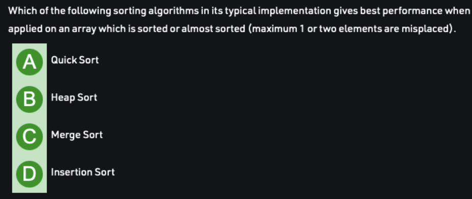 Solved Which of the following sorting algorithms in its | Chegg.com