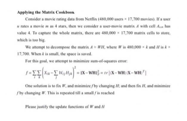 Solved Applying the Matrix Cookbook Consider a movie rating | Chegg.com