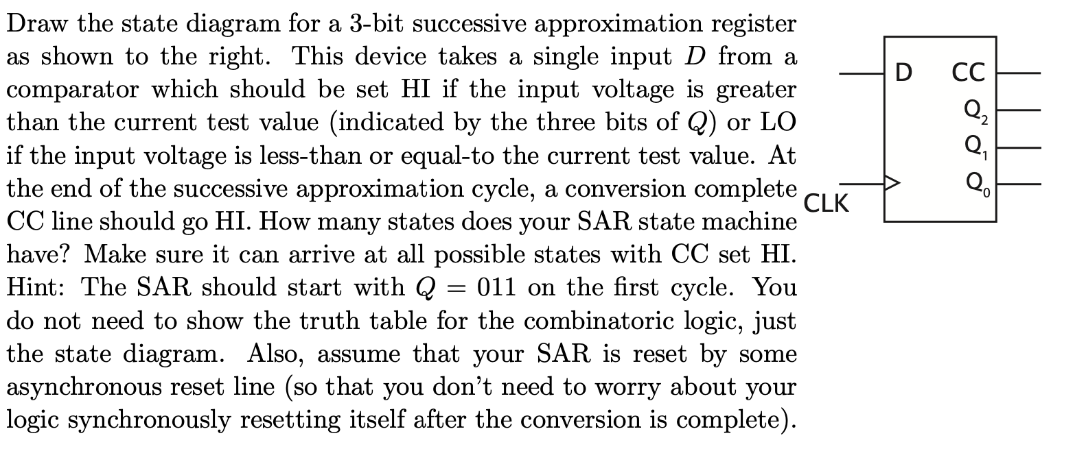 Solved D CC Q2 Q, Q. Draw the state diagram for a 3-bit | Chegg.com