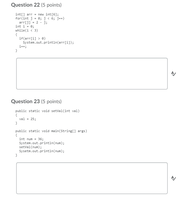 Solved Question 22 (5 points) int[] arr = new int[6]; | Chegg.com