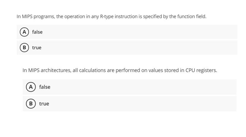 Solved In MIPS programs, the operation in any R-type | Chegg.com