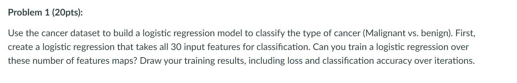 Solved The data set is built into python, which can be | Chegg.com