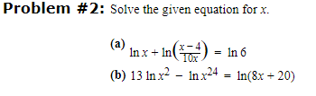 Solved Problem # 2: Solve the given equation for | Chegg.com