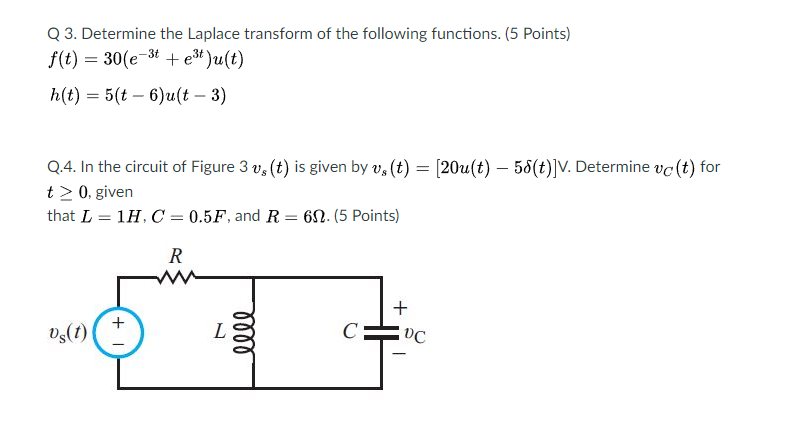 Solved Q 3. Determine the Laplace transform of the following | Chegg.com