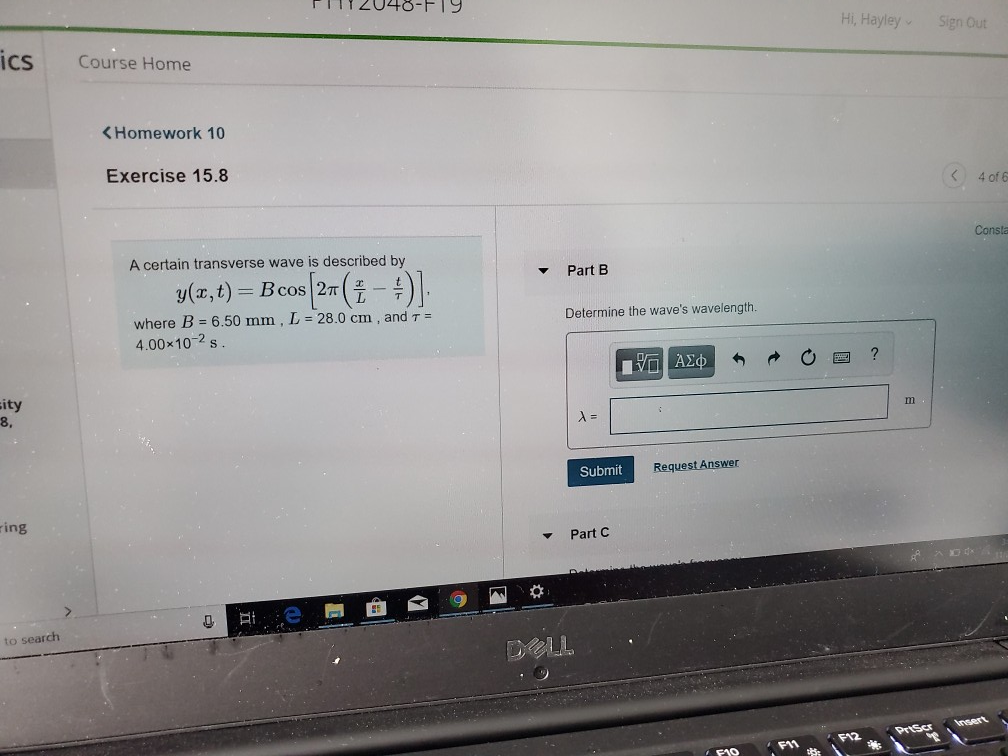 Solved PHY2048-F19 Hi, Hayley Sign Out Course Home