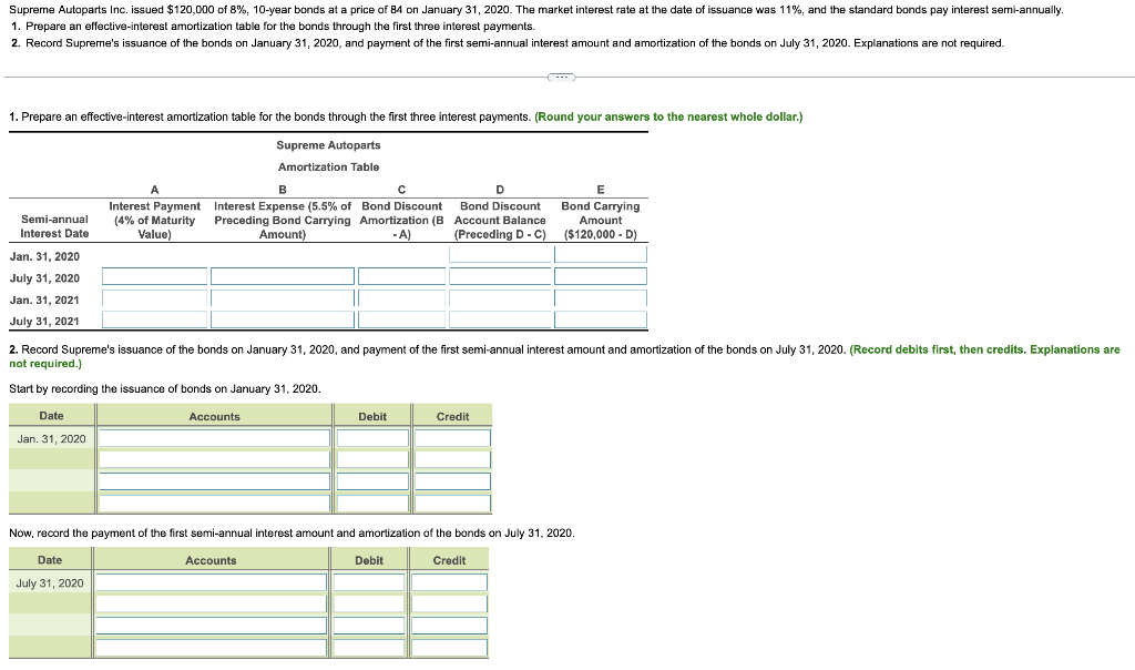 Solved 1. Prepare an effective-interest amortization table | Chegg.com