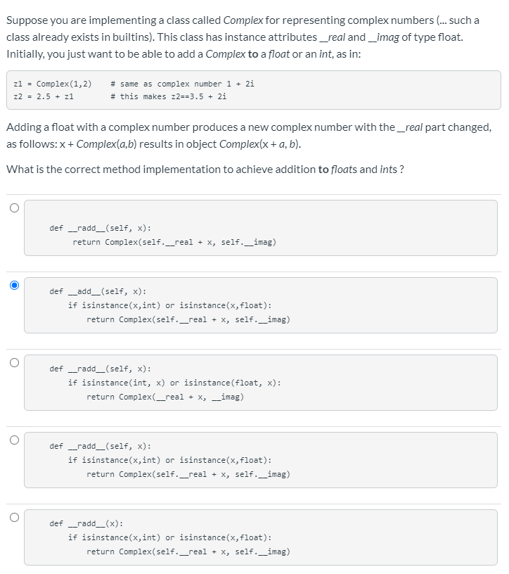 Solved Suppose you are implementing a class called Complex | Chegg.com
