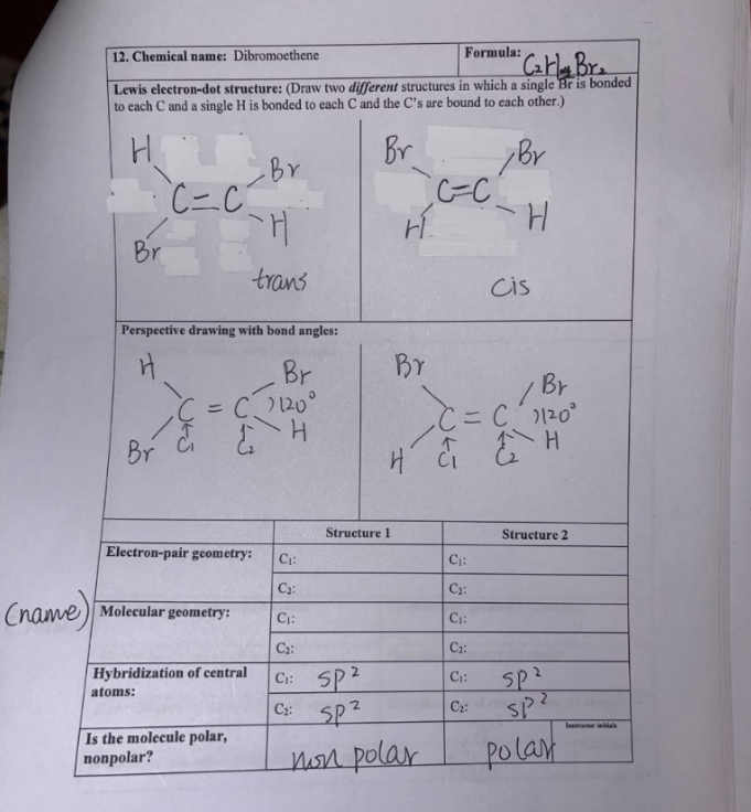 Solved 12. Chemical name: Dibromoethene Formula: "Calabre | Chegg.com