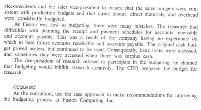 Fusion Computing Fusion Computing Inc. is a | Chegg.com