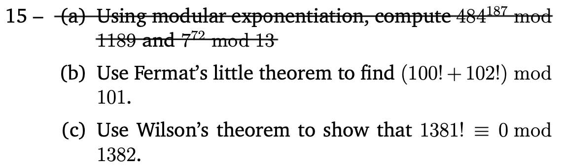 Solved 15 – fa) Using modular exponentiation, compute-484187 | Chegg.com