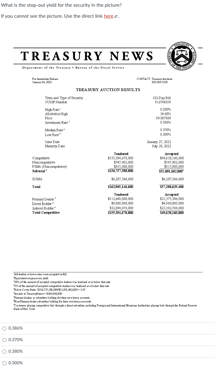 Solved What is the stop-out yield for the security in the | Chegg.com