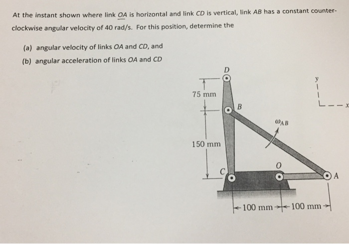 Solved At the instant shown where link OA is horizontal and | Chegg.com
