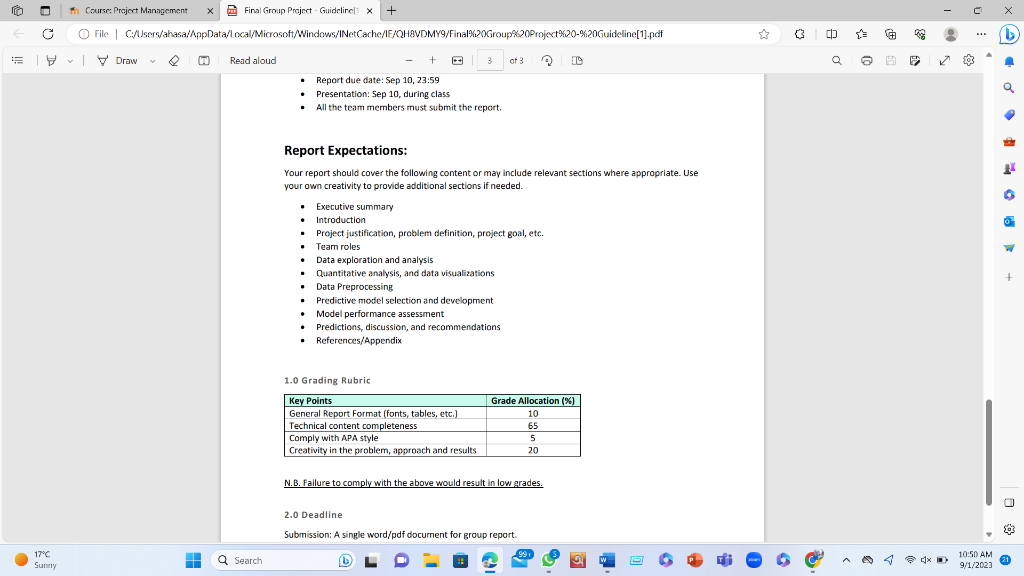Report Expectations: Your report should cover the | Chegg.com