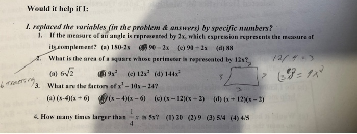Solved Would it help if I: I. replaced the variables (in the | Chegg.com