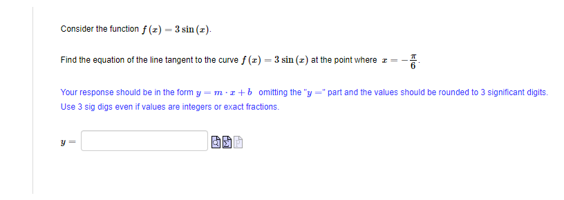 Solved Consider the function f(x)=3sin(x). Find the equation | Chegg.com