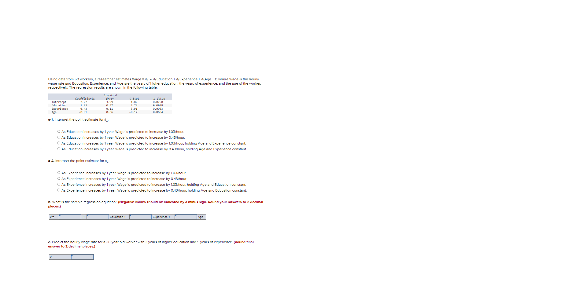 Solved Exerclse 14-23 Algo Using data from 50 workers, a | Chegg.com