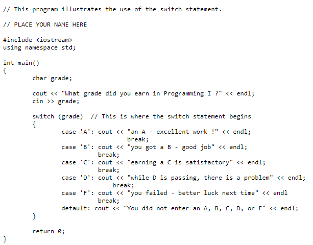 Solved Need help fast with replacing this switch statements | Chegg.com