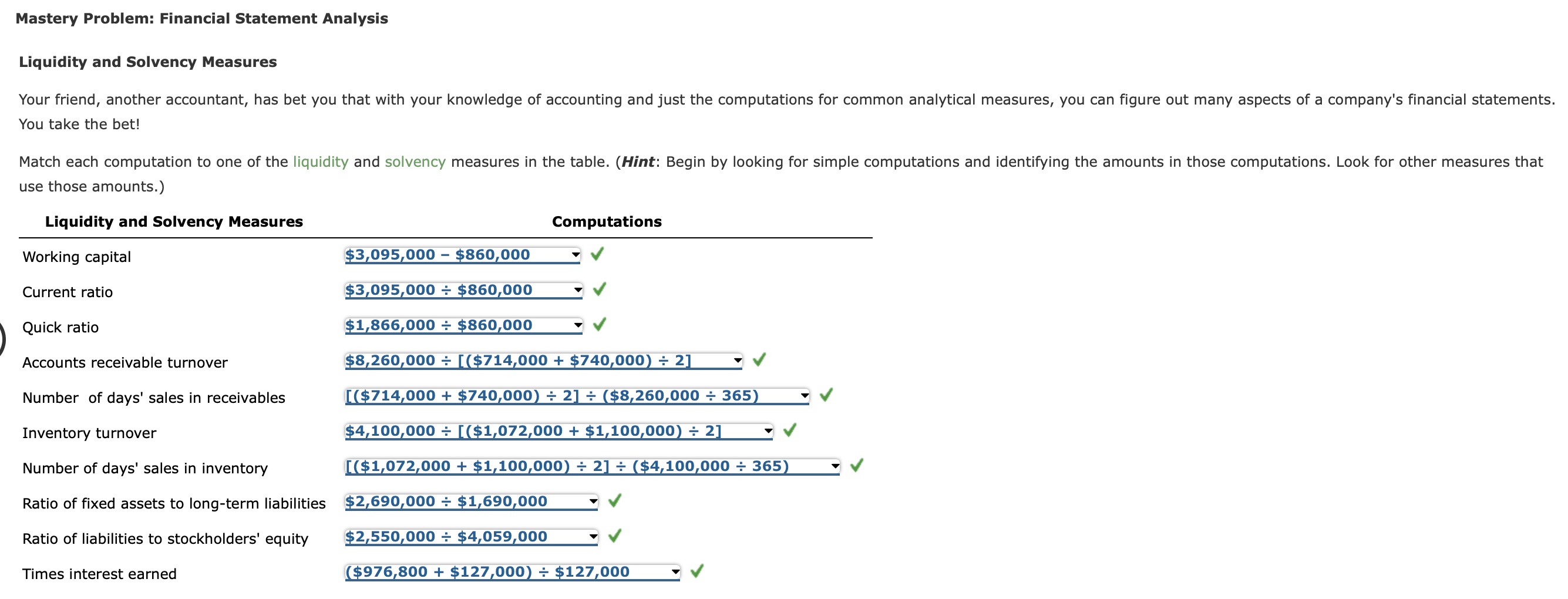 Solved Mastery Problem: Financial Statement Analysis | Chegg.com