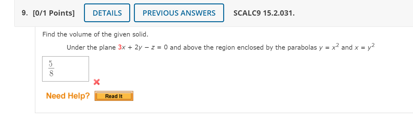 Solved 9. [0/1 Points] DETAILS PREVIOUS ANSWERS SCALC9 | Chegg.com