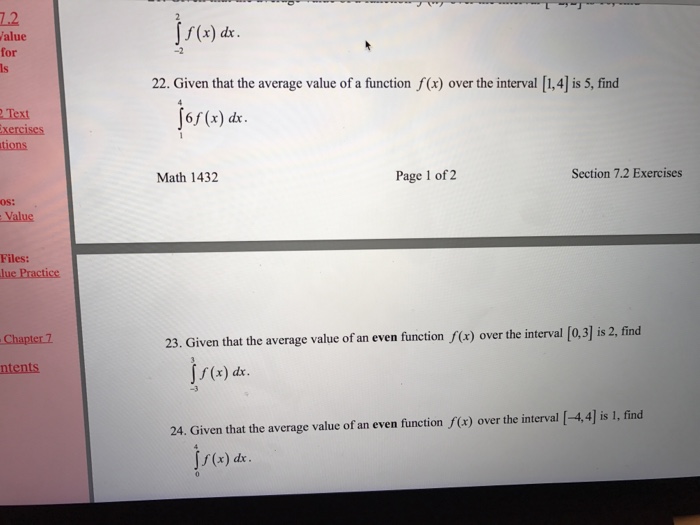 Solved Given that the average value of a function f(x) over | Chegg.com Solved Given that the average value of a function f(x) over | Chegg.com