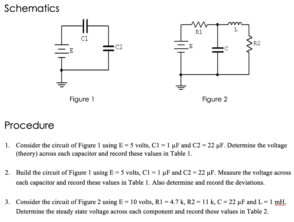 Solved Schematics M R1 mm L C1 R2 C2 E С Figure 1 Figure 2 | Chegg.com