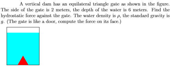 Solved A vertical dam has an equilateral triangle gate as | Chegg.com