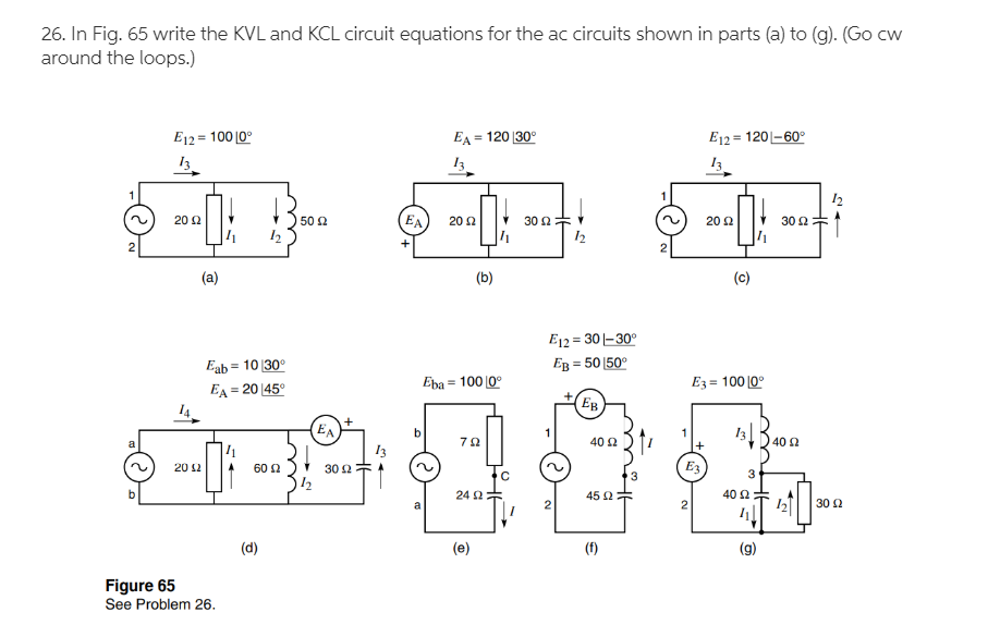 Solved 26. In Fig. 65 write the KVL and KCL circuit | Chegg.com