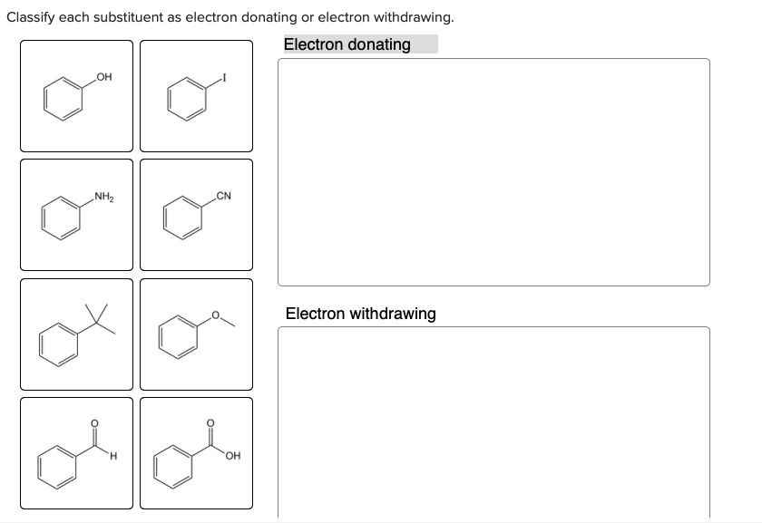 Solved Classify each substituent as electron donating or | Chegg.com