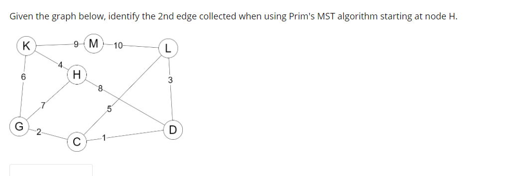 Solved Given the graph below, identify the 2nd edge | Chegg.com