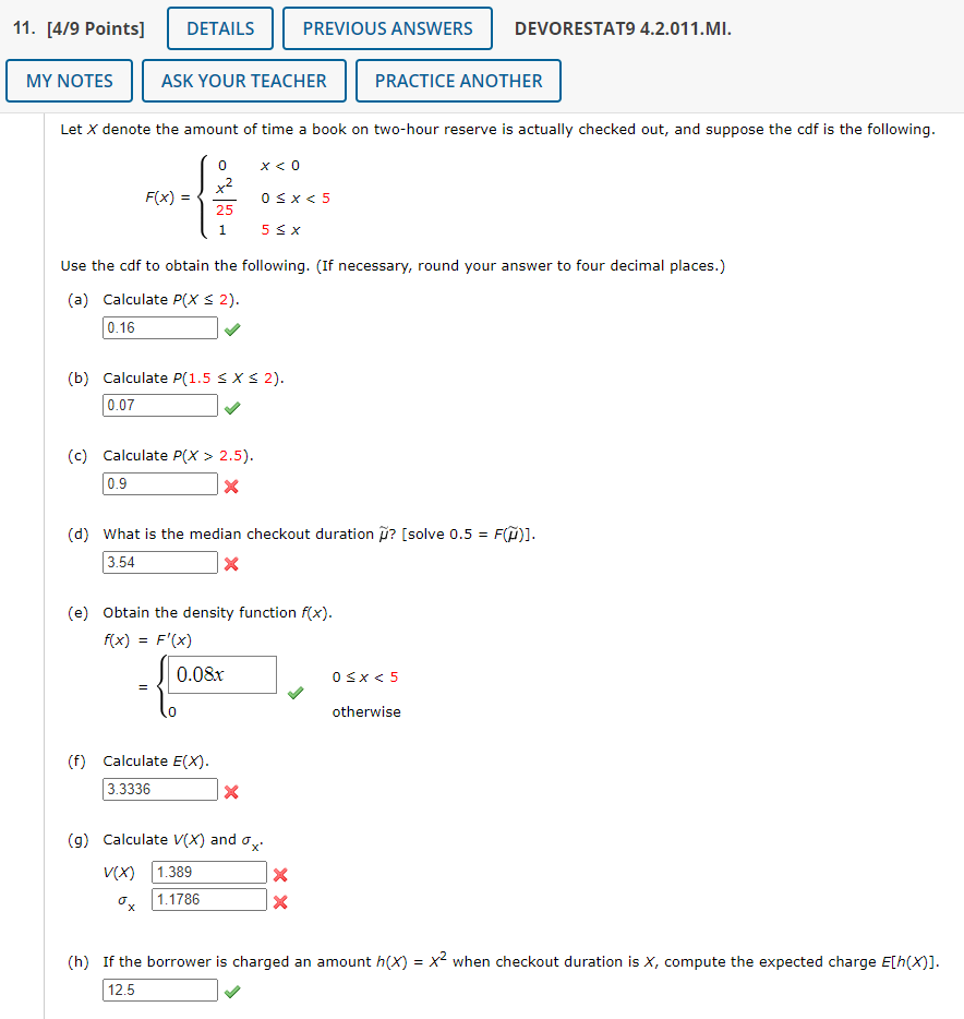 Solved Let X Denote The Amount Of Time A Book On