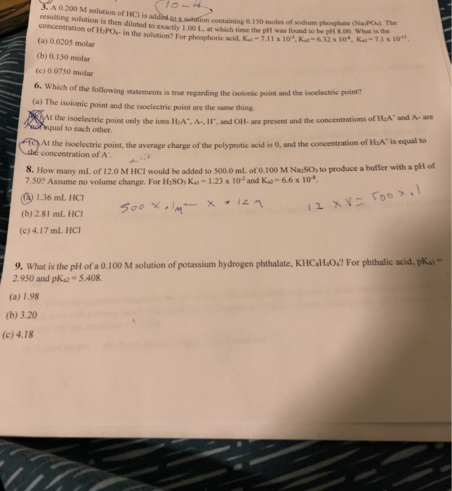 Solved pter 11 (Acid/Base Titration) A solution containing | Chegg.com