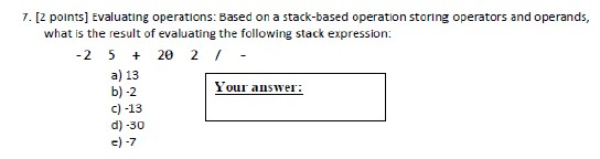 Solved 7. [2 points] Evaluating operations: Based on a | Chegg.com