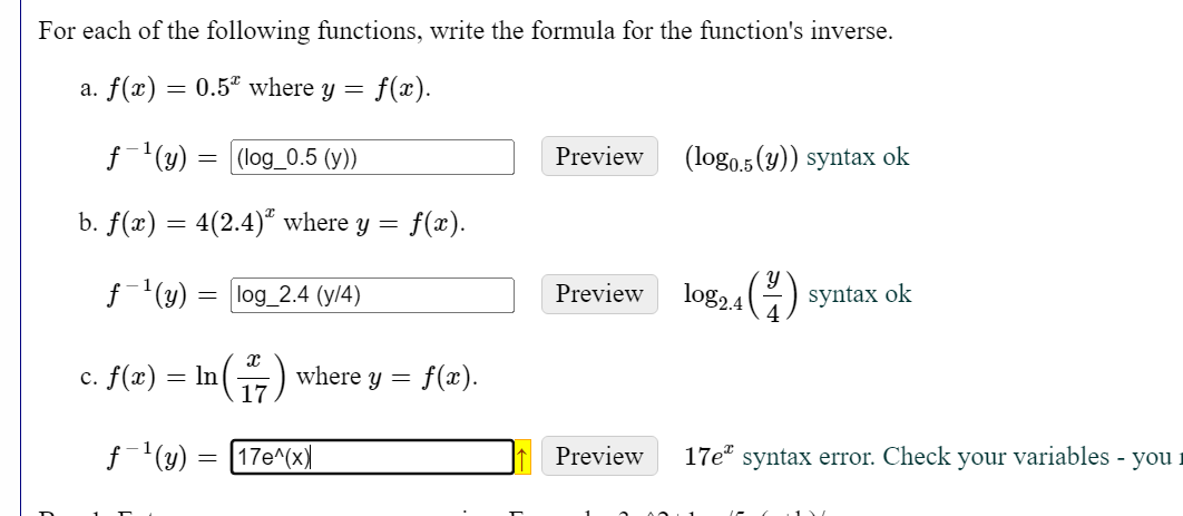 Solved For each of the following functions, write the | Chegg.com