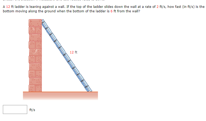Solved A 12ft ladder is leaning against a wall. If the top | Chegg.com