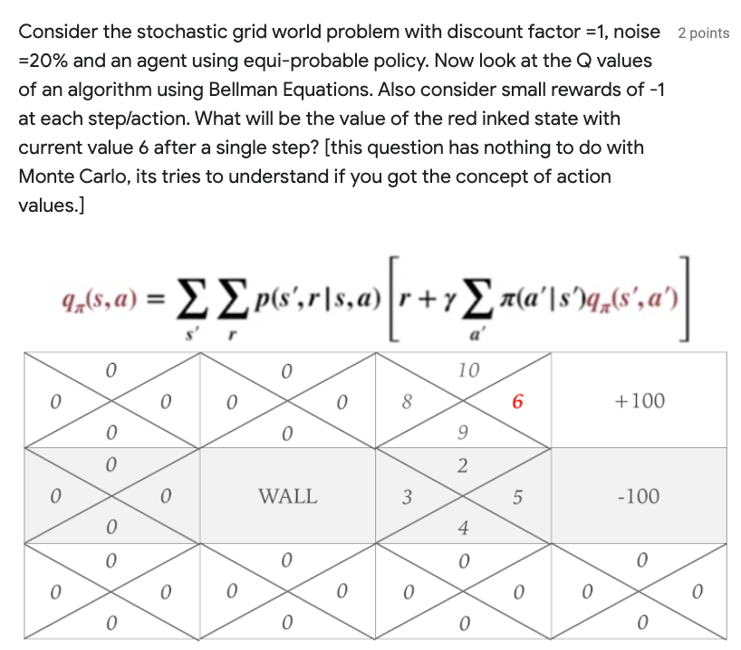 Consider the stochastic grid world problem with | Chegg.com