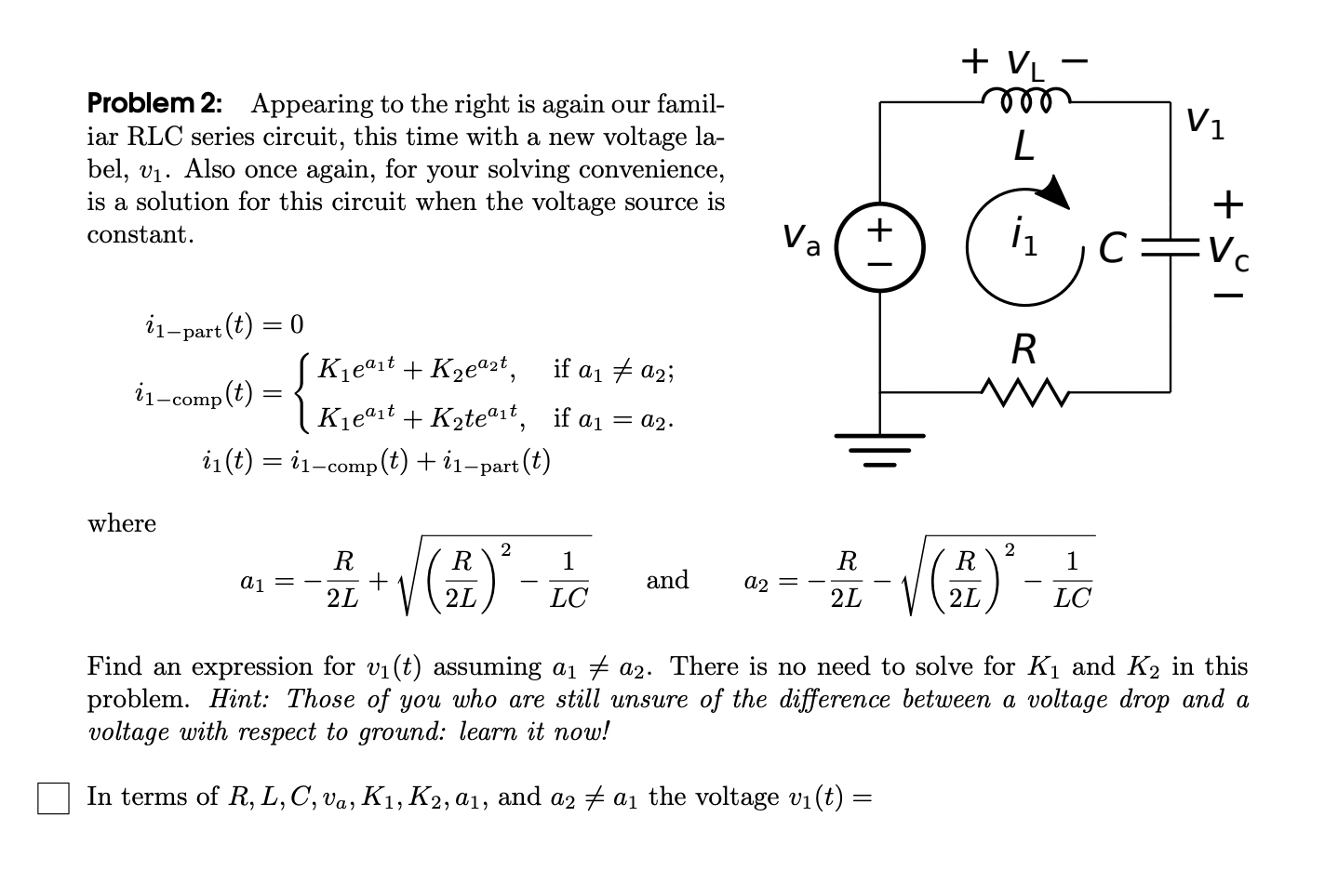Solved + V mm L Vi Problem 2: Appearing to the right is | Chegg.com