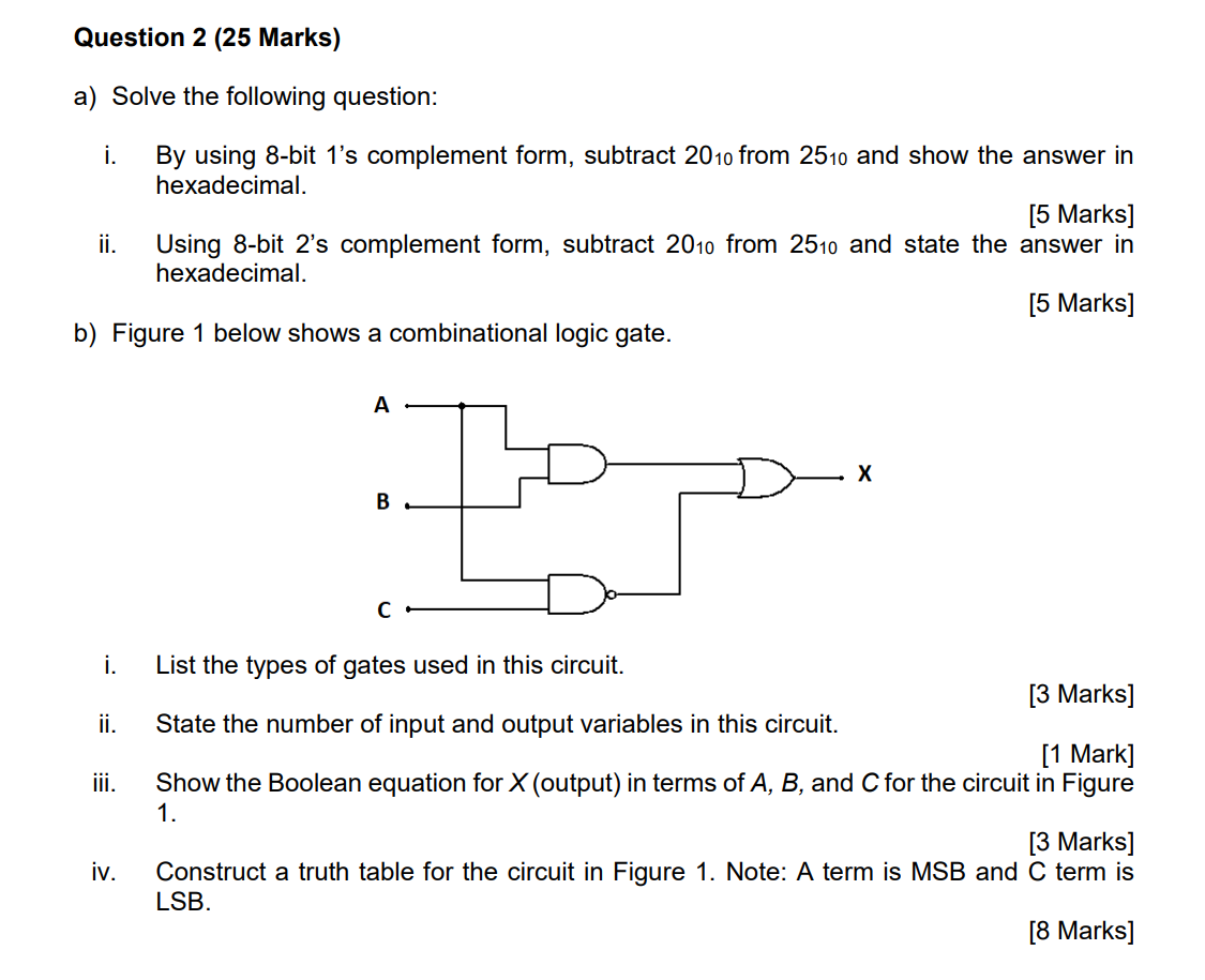 Solved Question 2 (25 Marks) a) Solve the following | Chegg.com