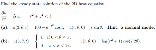 Solved Find the steady state solution of the 2D heat | Chegg.com