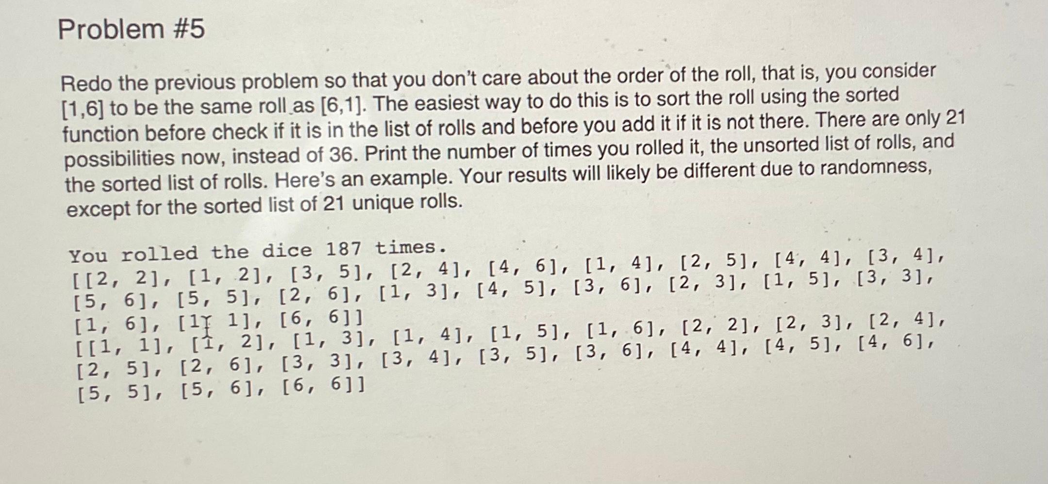 Solved Problem #5 Redo the previous problem so that you | Chegg.com