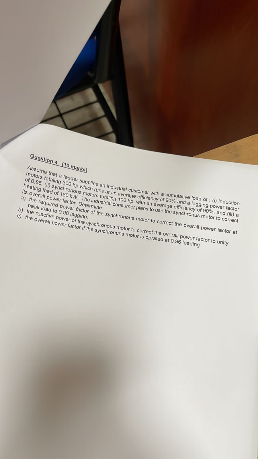 Solved Question 4 (10 marks) Assume that a feeder supplies | Chegg.com
