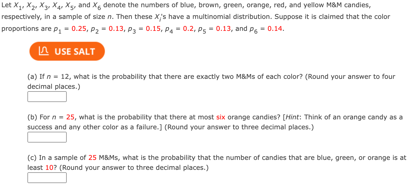 Solved x1,x2,x3,x4,x5, and x6 denote the numbers of blue, | Chegg.com