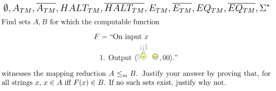 Solved Ø, ATM, ATM, HALTTM, HALTTM, ETM, ETM, EQTM, EQTM, Σ* | Chegg.com