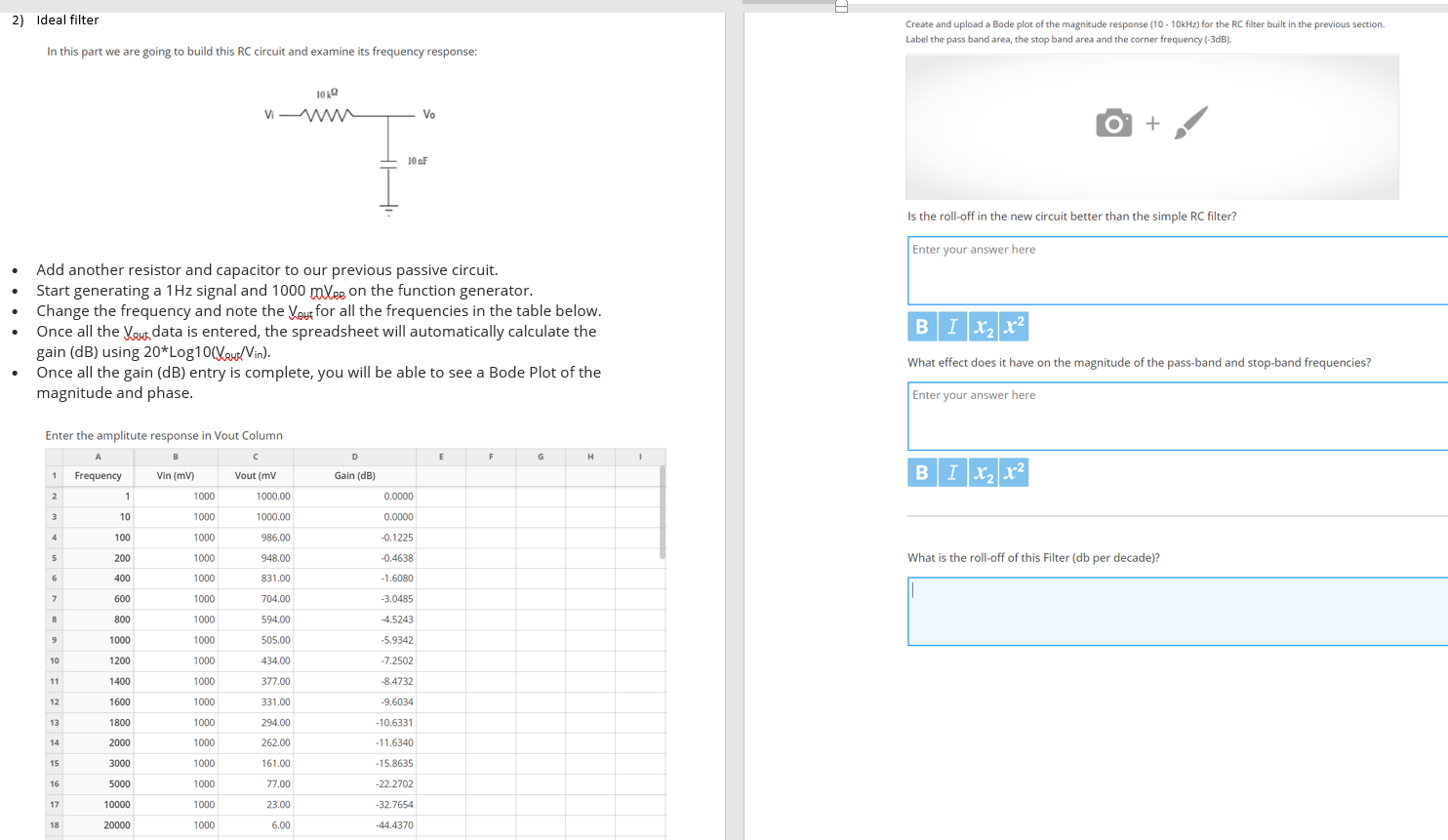 Solved 2) Ideal filter Create and upload a Bode plot of the | Chegg.com